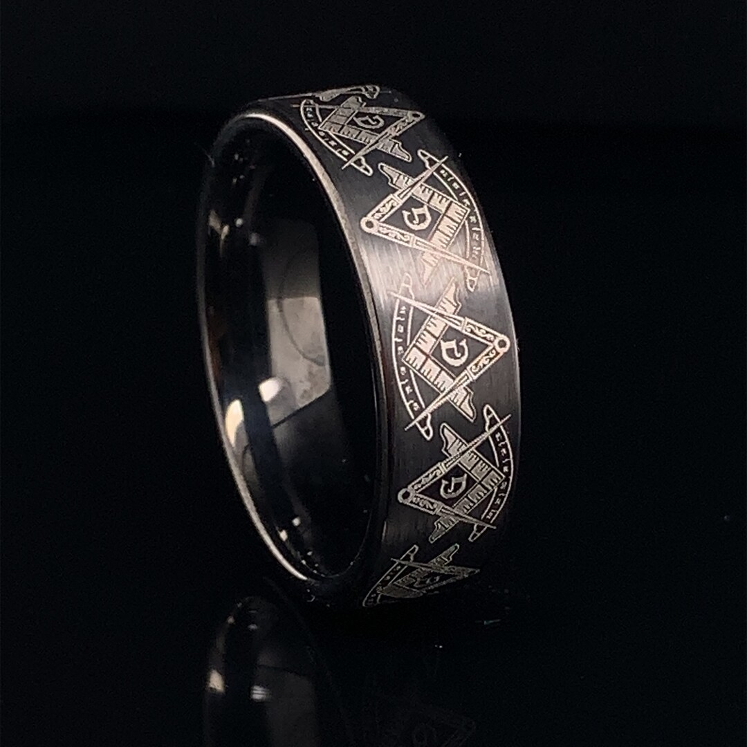 Masonic Ring - Square and Compass Ring - Tungsten Ring - Mens Tungsten ...