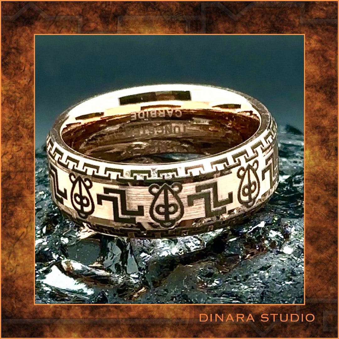Tungsten Ring, Adinkra Symbols, Custom Tungsten Ring, Unique Wedding ...