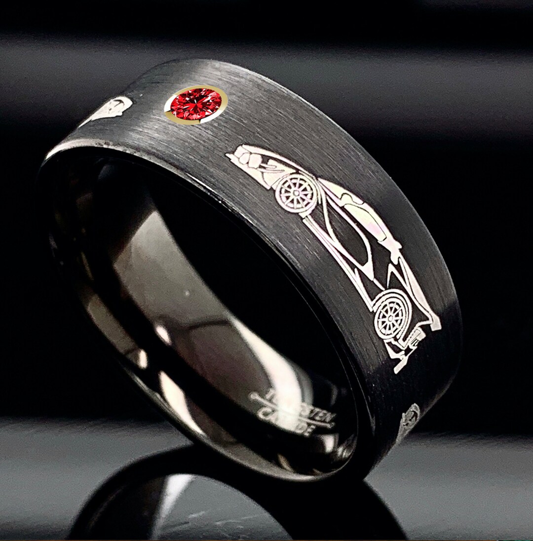 Black Tungsten Ruby Ring: Sport Car Wedding Band - Etsy