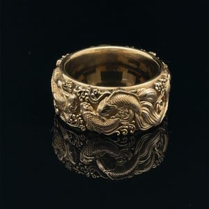 Koi Fish 14k Gold Wedding Ring Personalized Anniversary Band ...