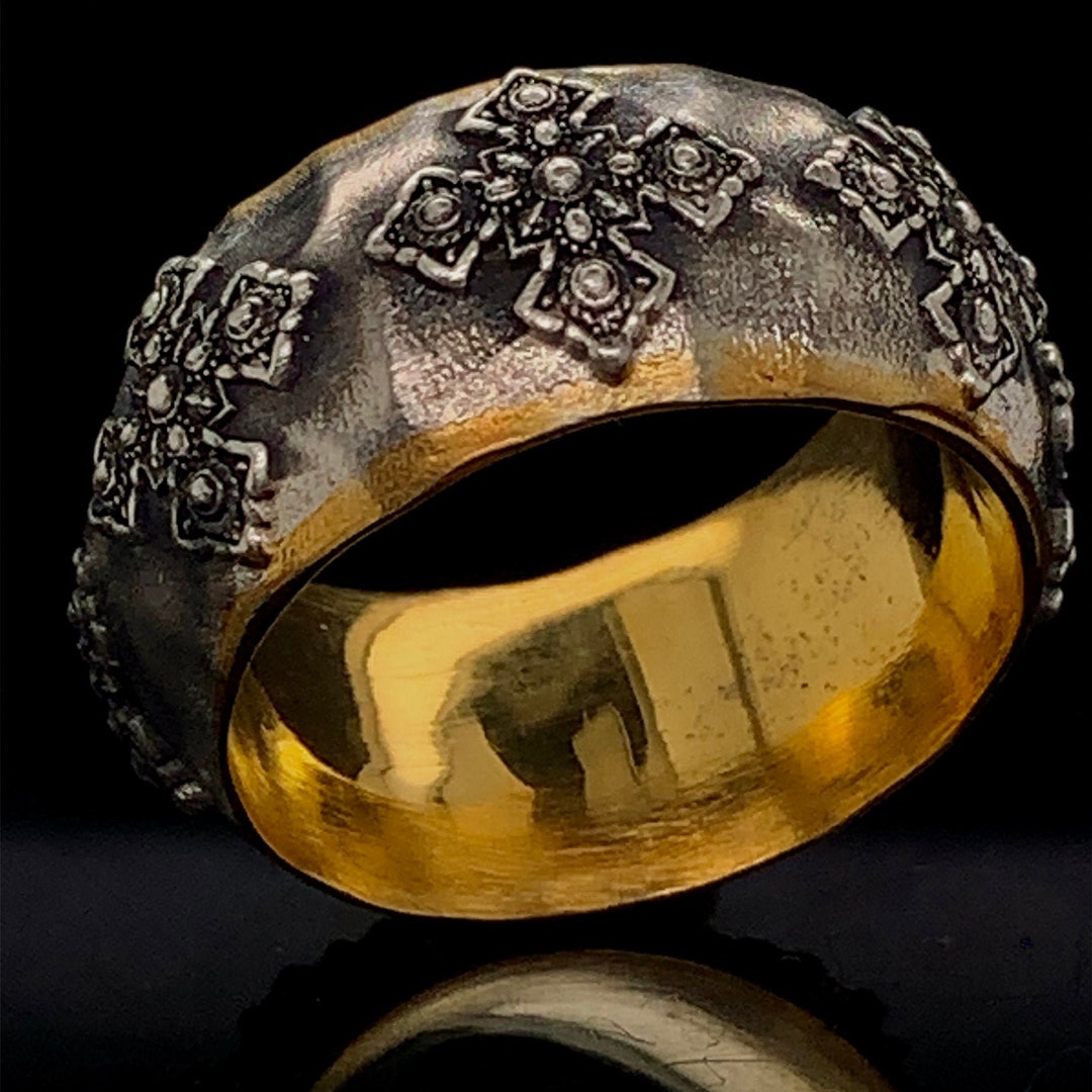 Mens Cross Ring, Unique Cross Ring, Byzantine Cross, Silver Cross Ring ...