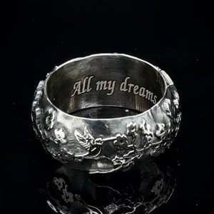 Hummingbird and Cherry Blossom Wedding Ring Handmade of 14k Gold ...