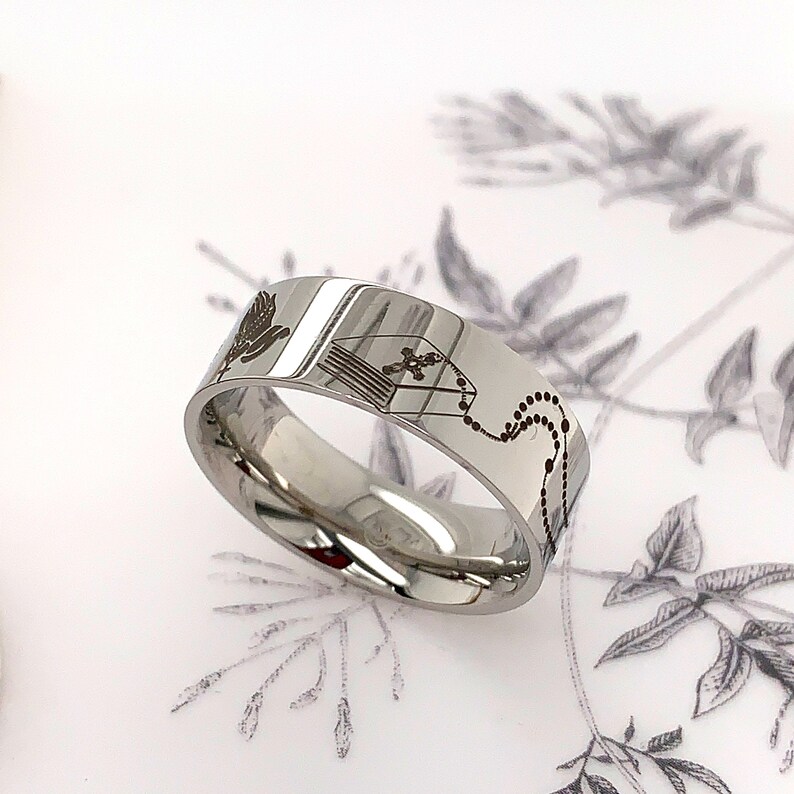Rosary Ring Mens Tungsten Looks | Etsy