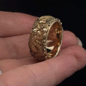 Koi Fish 14k Gold Wedding Ring Personalized Anniversary Band ...