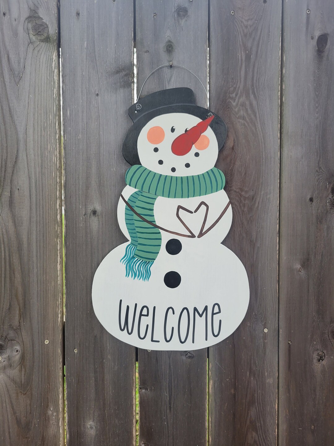 Cute Winter Snowman Wooden Door Hanger, Personalize It - Etsy
