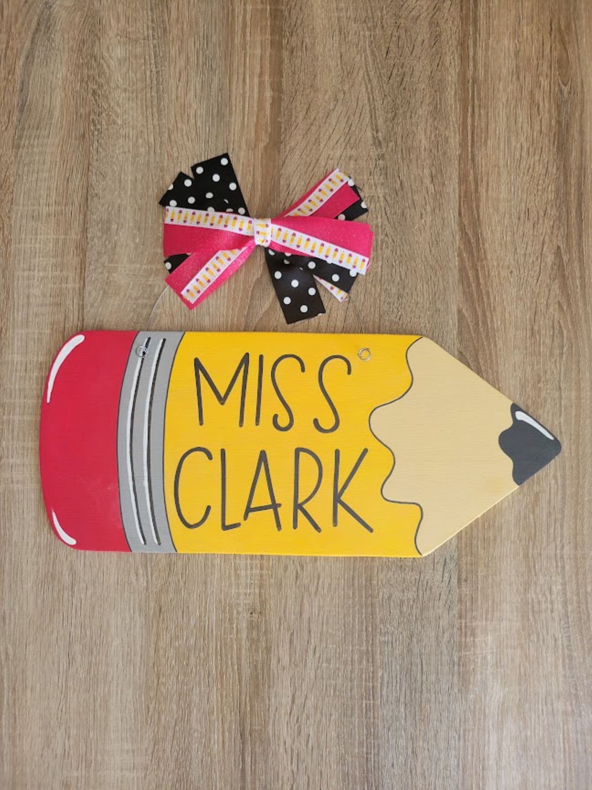 Back to School Teacher Pencil, Wooden Door Hanger, Can Be Personalized ...