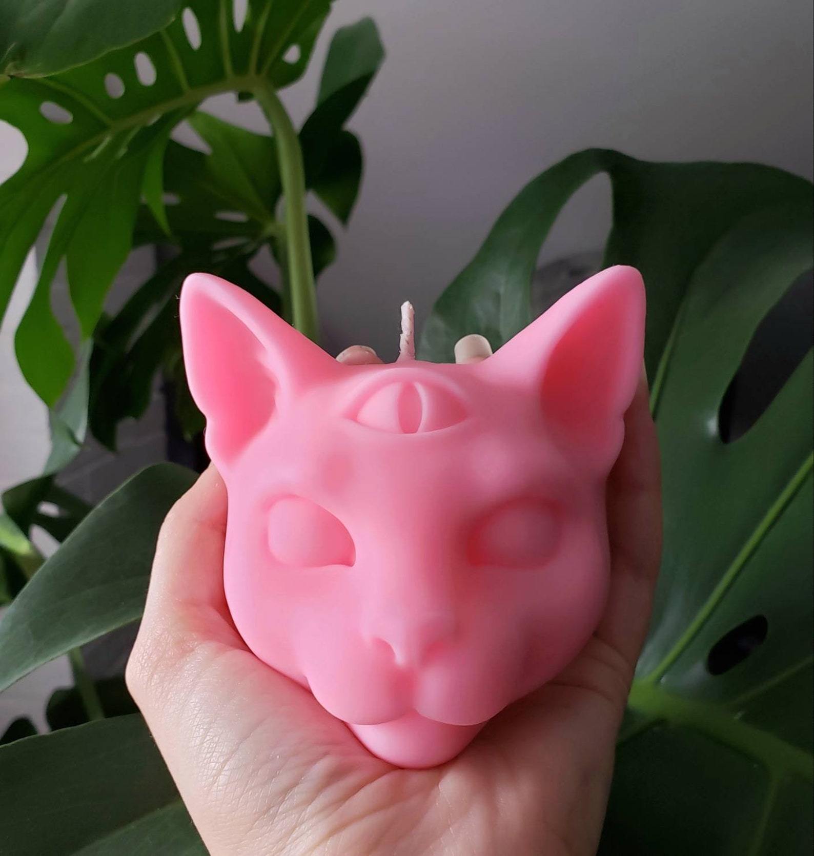 Mystical Cat Candle//third Eye Witchy Cat Candle//pastel Goth - Etsy