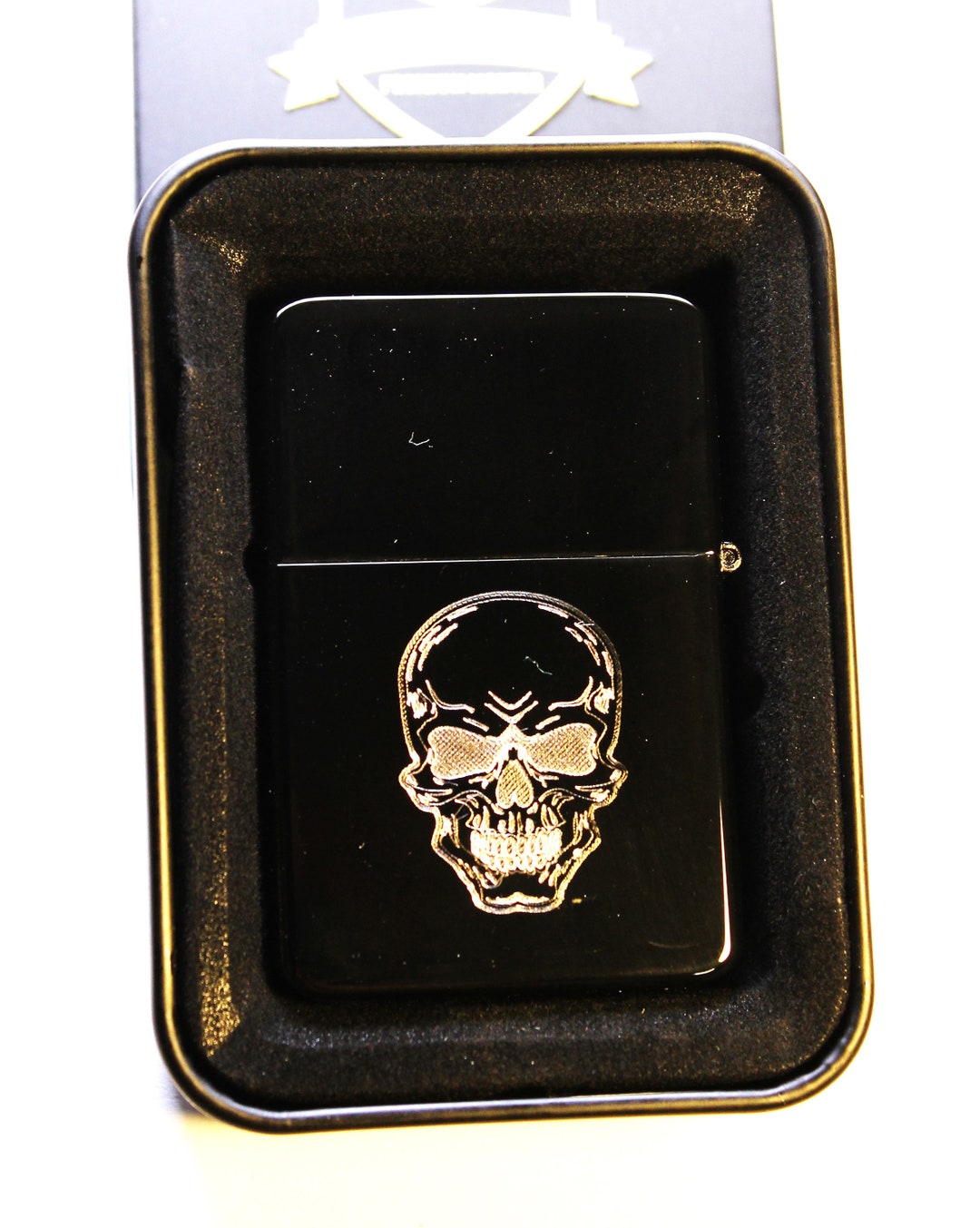 Skull Doom LIGHTER Black Brass & Gift Box - Occult - Goth FREE ...