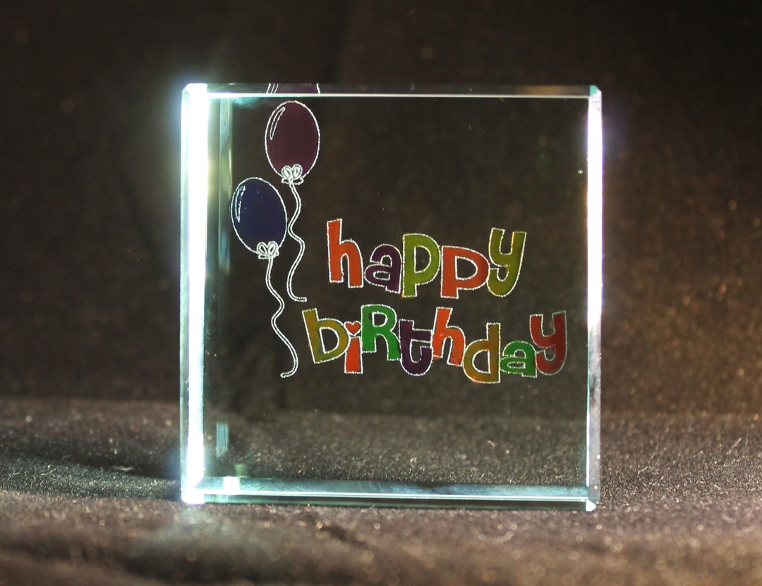 Happy Birthday Glass Keepsake personalise-with-your-message - Etsy
