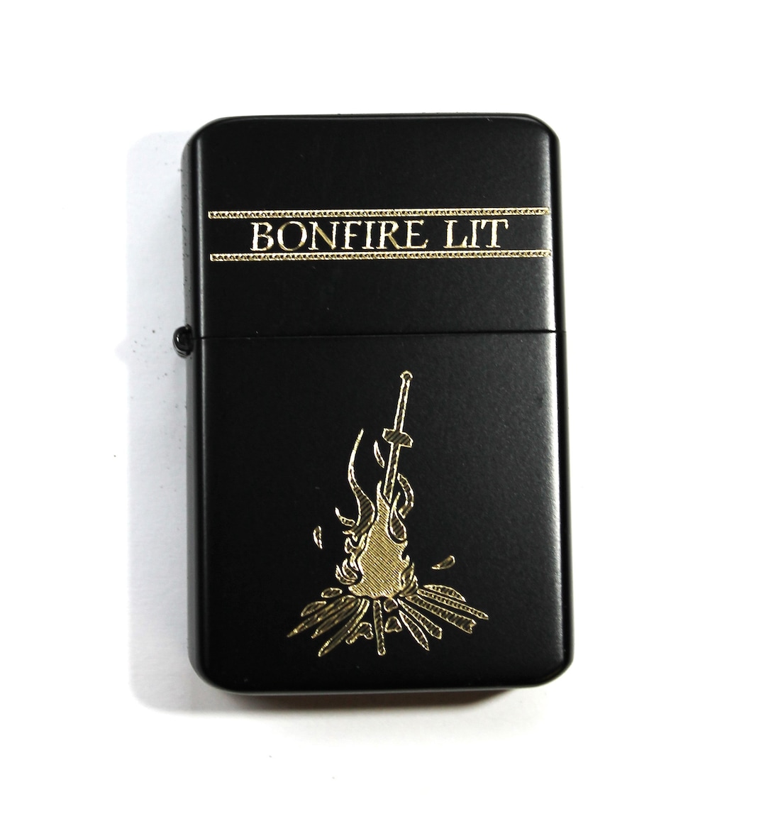 Dark Souls BONFIRE LIT Brass Lighter Finished in Black *free Engraving ...