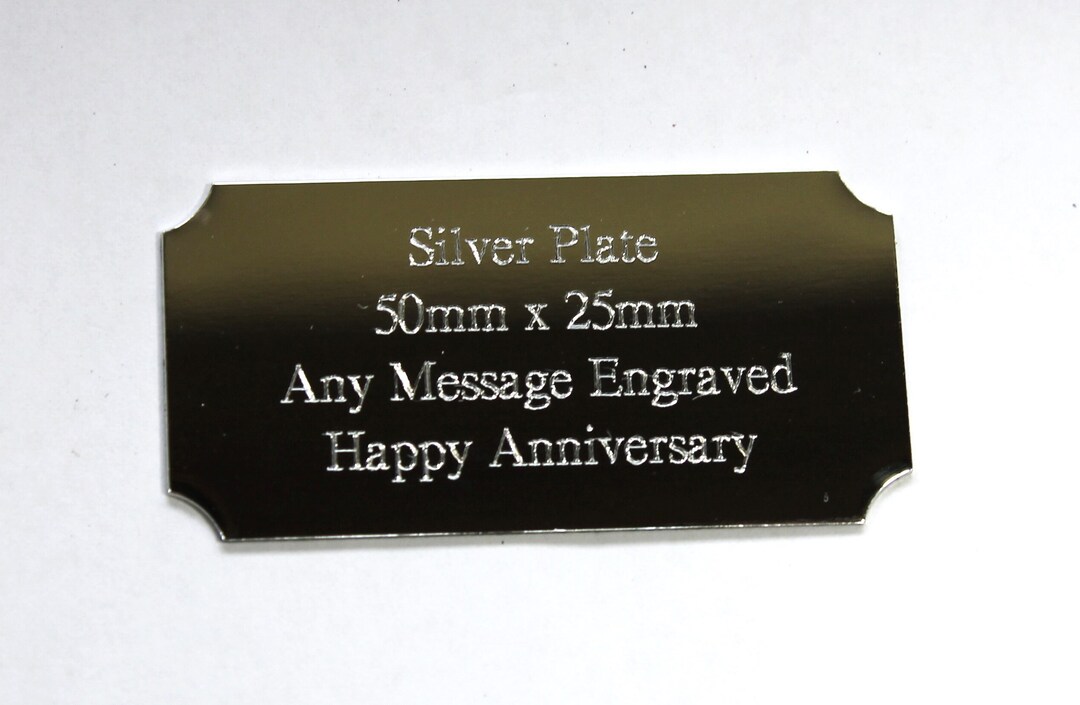Engraved Silver Plaque, 50mm X 25mm Self Adhesive Engraved Plate, Ideal ...