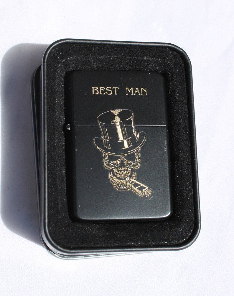 Best Man Skull and Top Hat Solid Brass Matte Black Lighter - Etsy