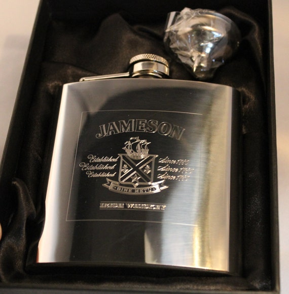 Jamerson Whiskey 6oz Chrome Hip Flask FREE ENGRAVING Whiskey | Etsy