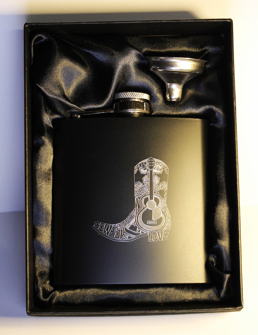 Cowboy Boot - Black Hip Flask, FREE ENGRAVING, Theme Gift - Etsy