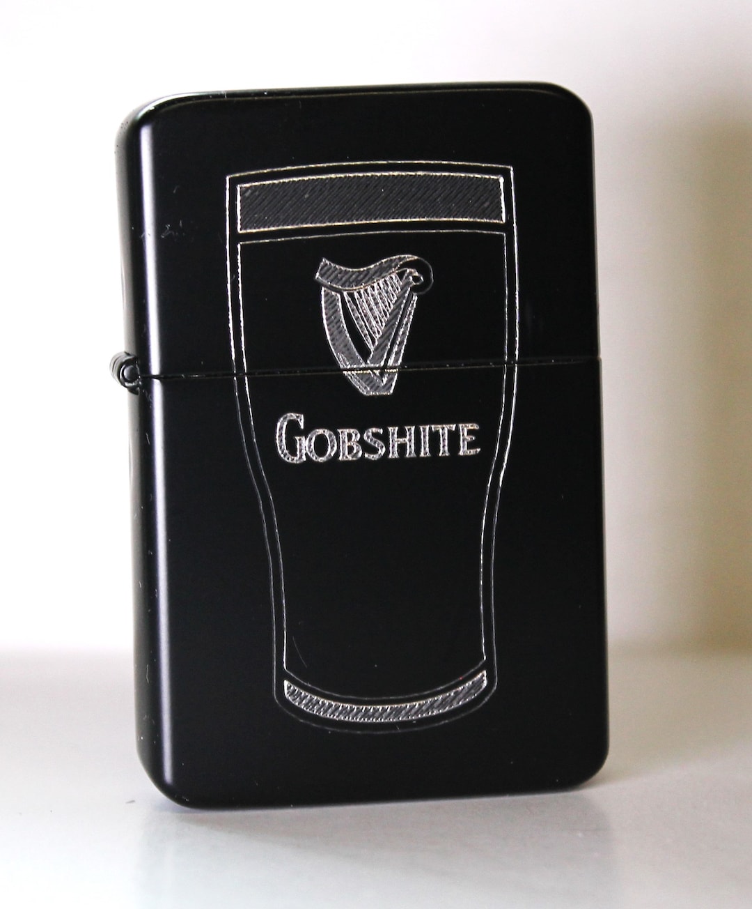 Irish Pint Glass Design 'gobshite' Mat Black Brass Lighter FREE ...