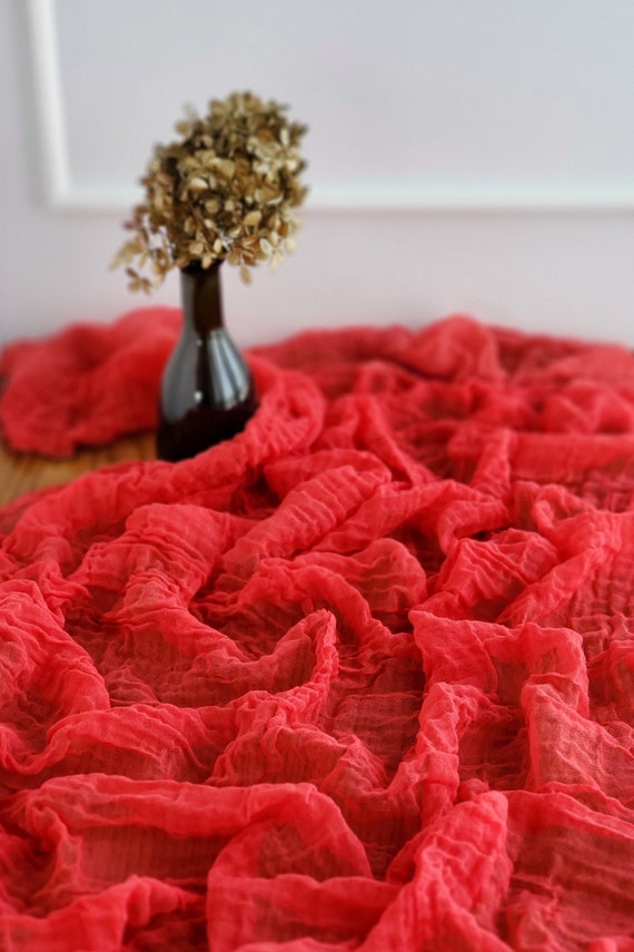 Wedding Red Gauze Table Runner Wedding Cheesecloth Mexican | Etsy