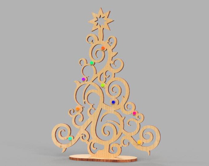 Christmas Tree Wooden Cutout Shape Dxf, Silhouette Gift Tags Ornaments ...
