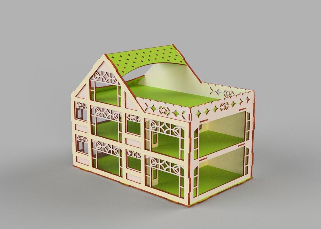 Laser Cut Wooden Doll House: Vector Plans (SVG, DXF, PDF) - Etsy