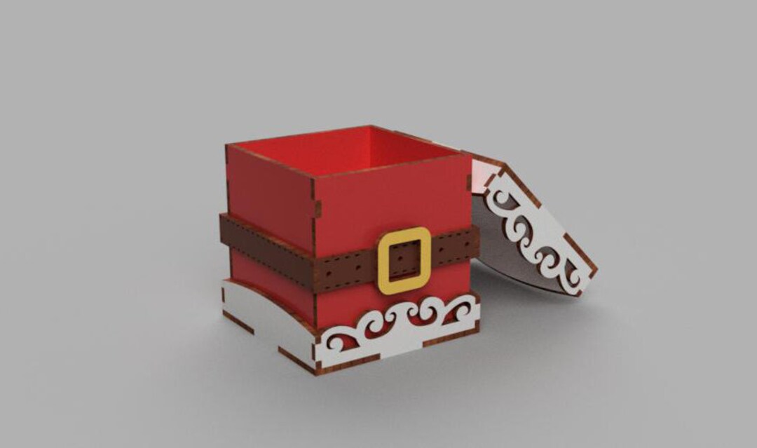 Santa Box Svg Laser Cnc Plan Cut File NY Box Decor Cdr Christmas Box ...