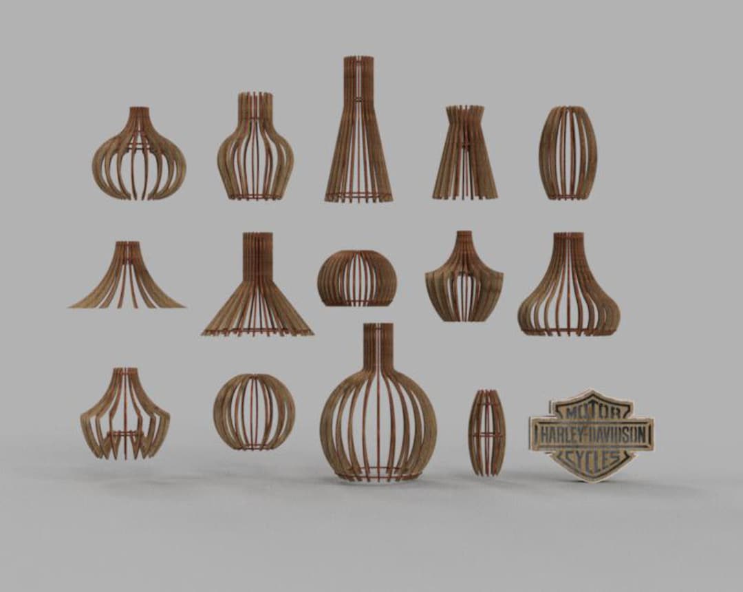 Wooden Parametric Lamp Shade Laser Cut Files: CNC Router Set of 15 ...
