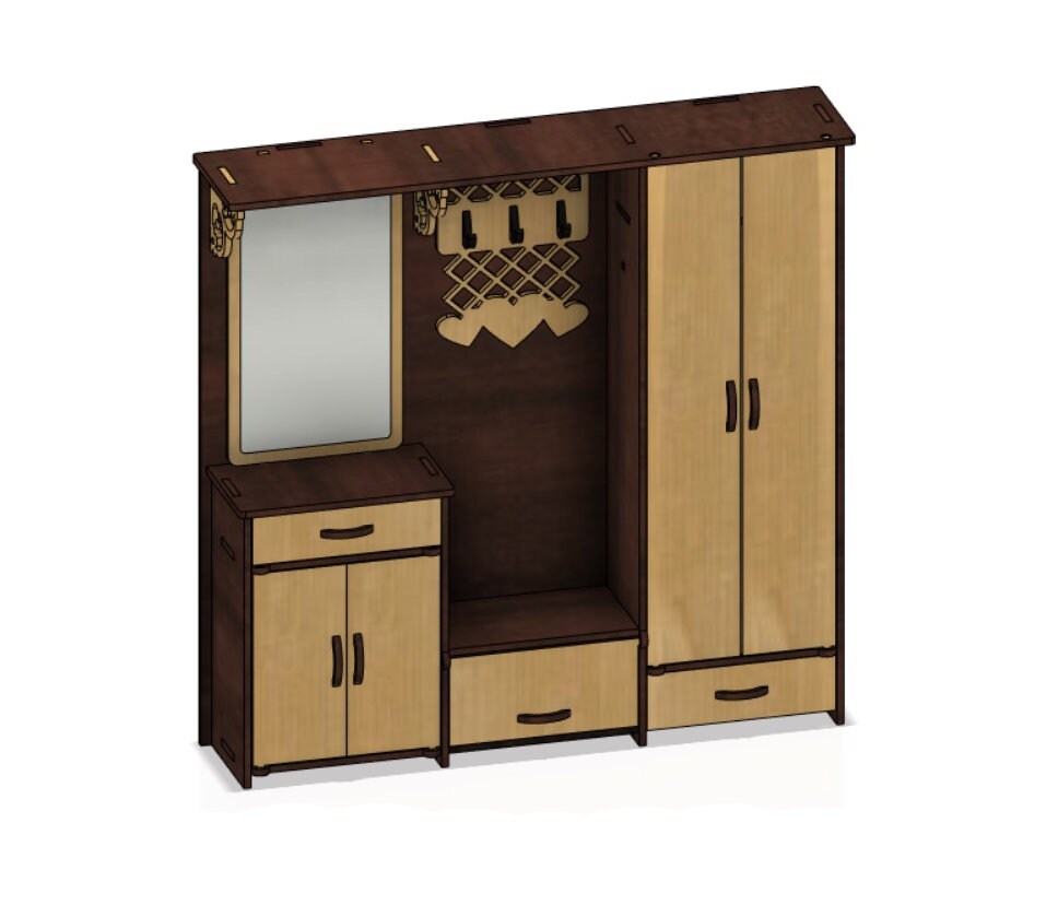 Hallway Plan Glowforge Svg Project Wardrobe With Mirror Laser - Etsy