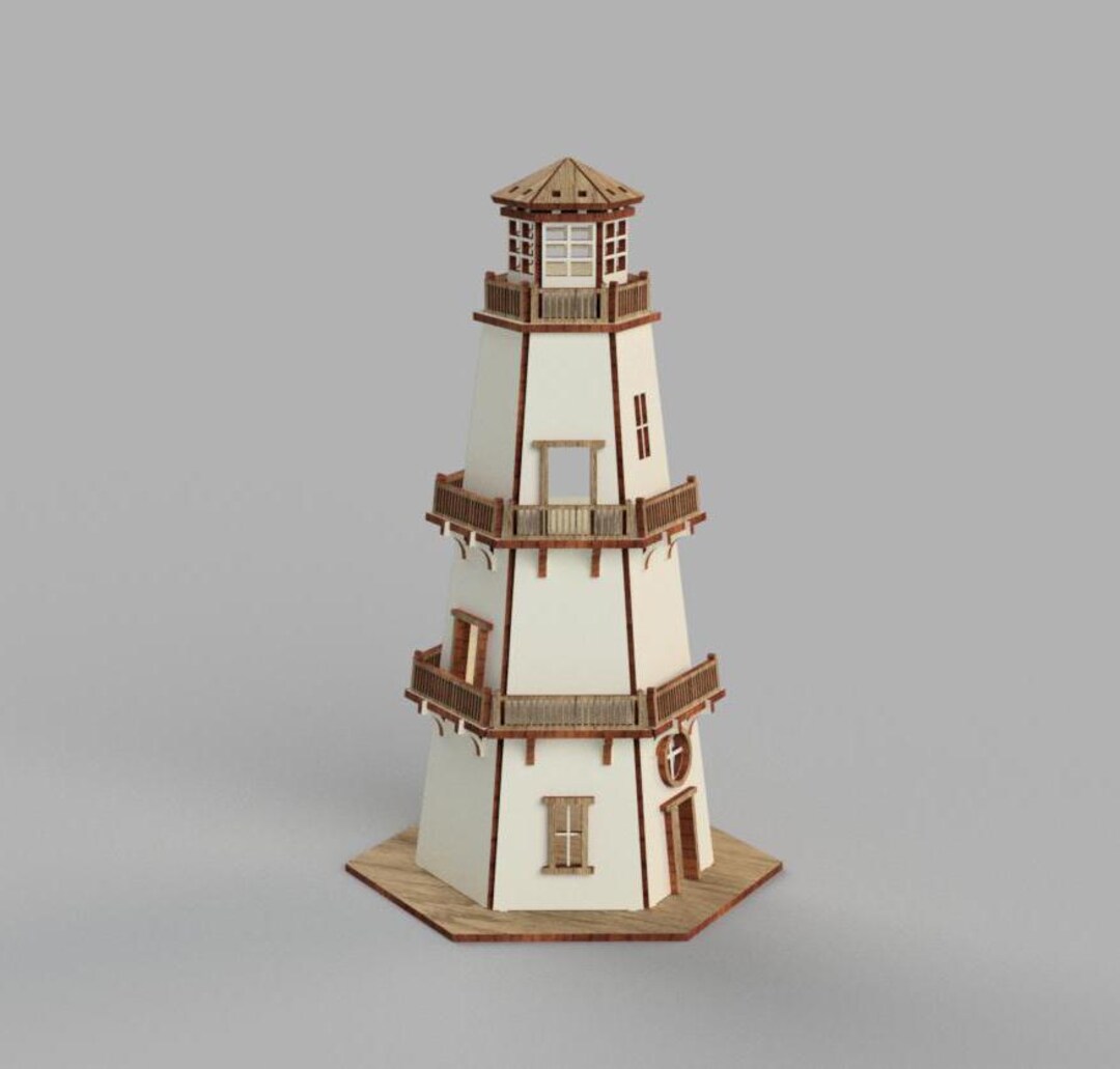 Wooden 3D Lighthouse Laser Cut File Lighthouse 3D Puzzle File Laser Cut ...