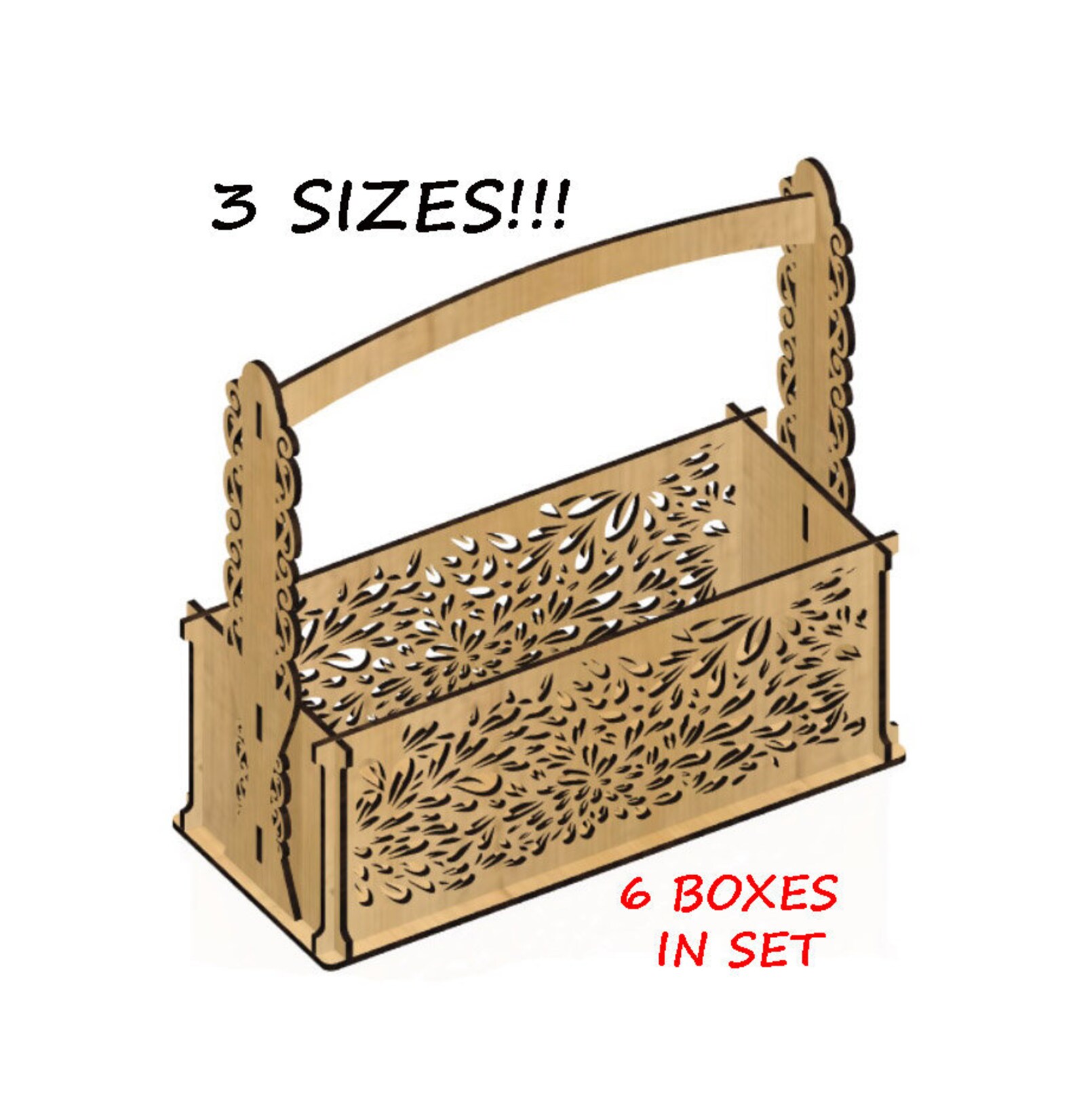 Korb mit Griff Laser Cut File cnc Fräser Vorlage zum digitalen - Etsy.de