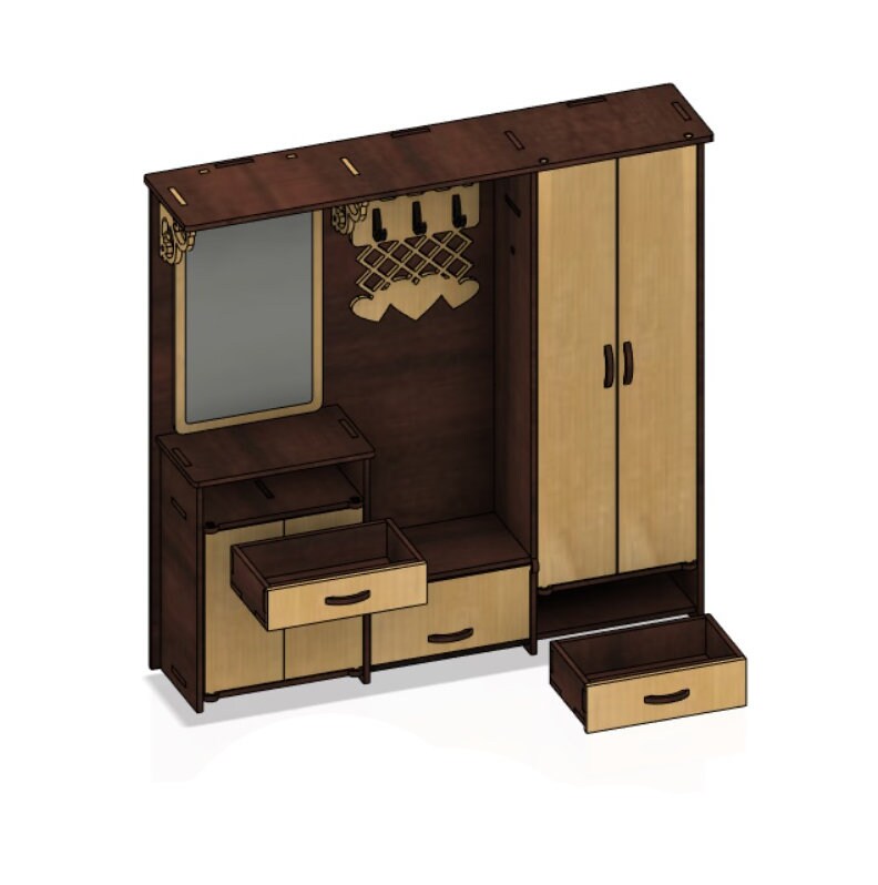 Hallway Plan Glowforge Svg Project Wardrobe With Mirror Laser - Etsy