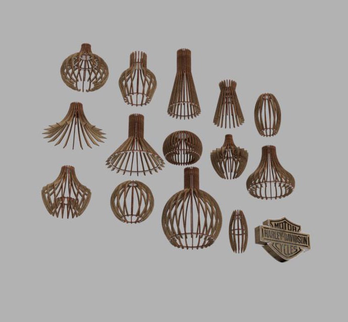 Wooden Parametric Lamp Shade Laser Cut Files: CNC Router Set of 15 ...