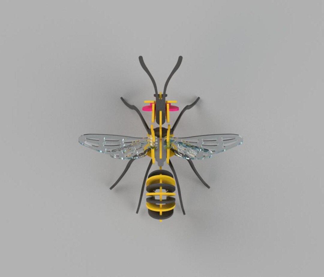 Wasp 3D Model Puzzle Laser Cut File Digital File Template SVG, DXF, CDR ...