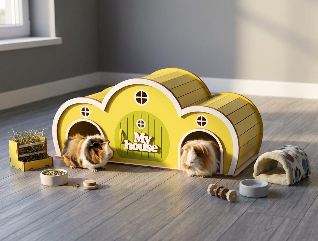 Laser Cut Guinea Pig/rabbit House Plan: Wooden Hutch SVG (digital ...