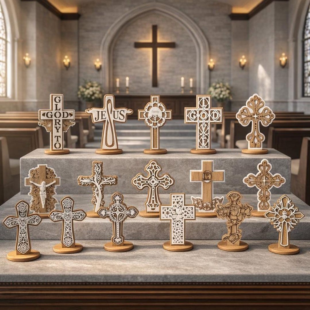 15 Christian Standing Cross CNC Plans, Layered SVG (digital Download ...