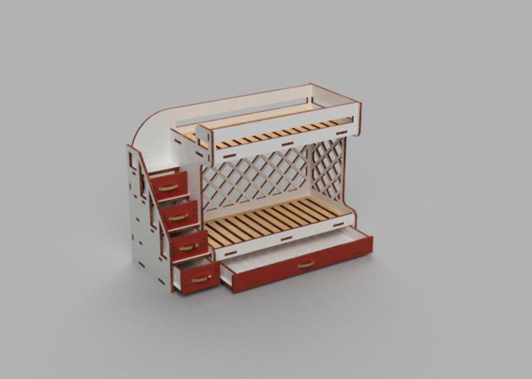 Bunk Wooden Bed for Dolls Vector Svg File Dollhouse Furniture Cnc ...