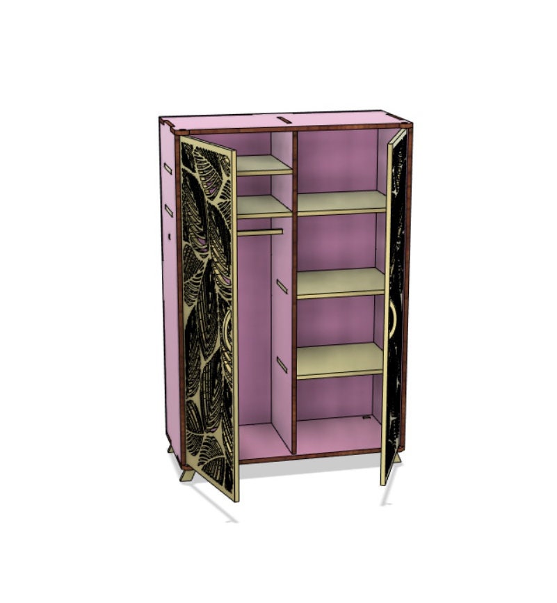 Hallway Plan Glowforge Svg Project Wardrobe With Doors Laser Cut Vector ...