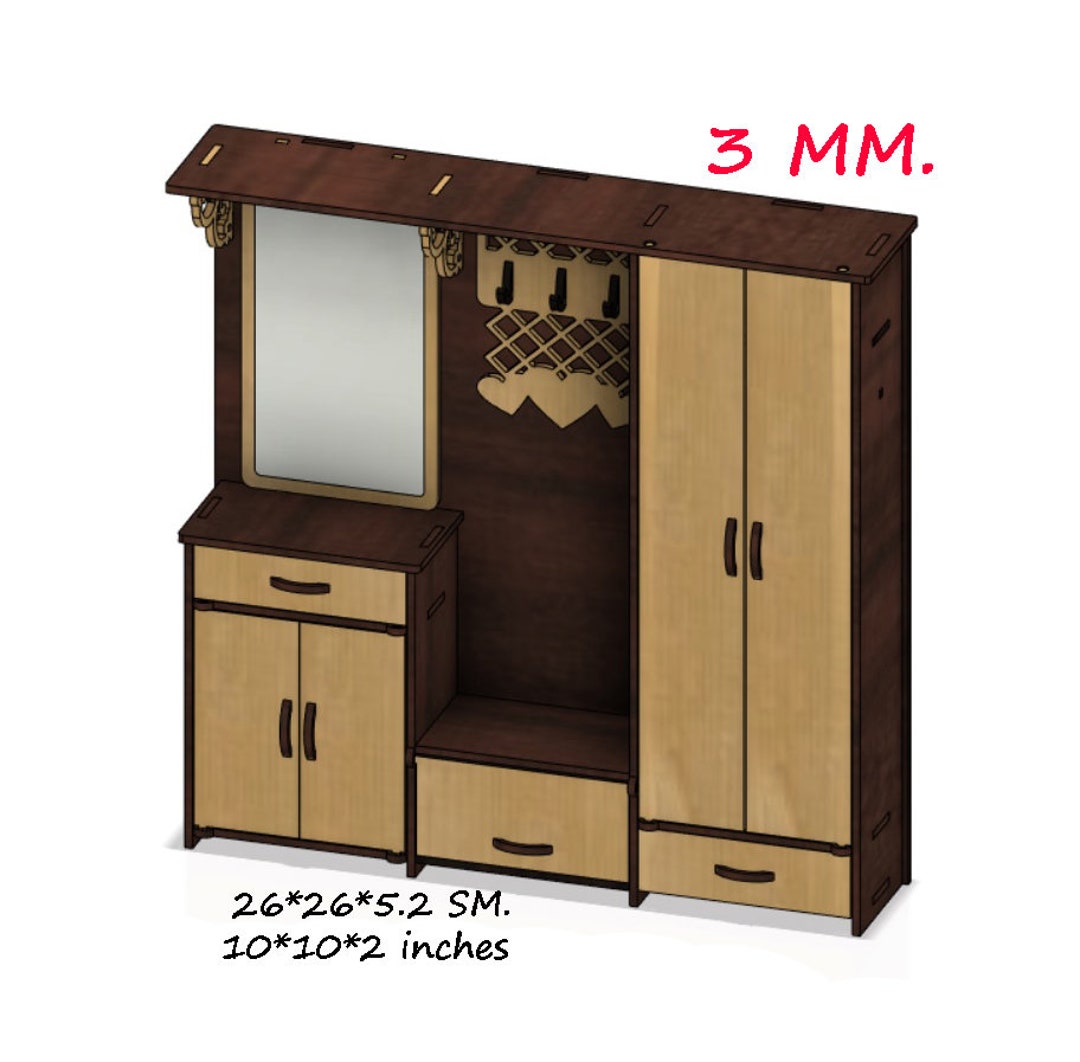 Hallway Plan Glowforge Svg Project Wardrobe With Mirror Laser - Etsy