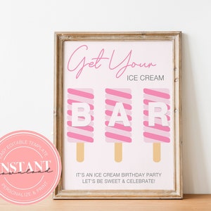 Editable Ice Cream Bar Sign | Instant Download Decor | Ice Cream Decor ...