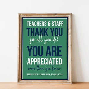 Editable Teacher Appreciation Staff Sign | PTO PTSA Staff Gift Ideas ...