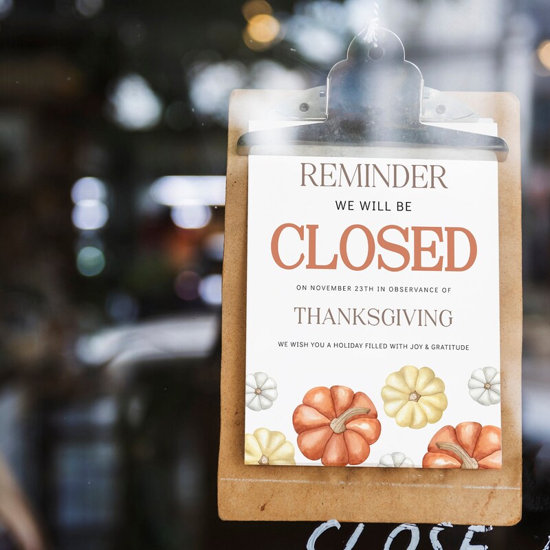 Thanksgiving Store Hours Sign - Etsy