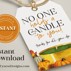 No One Holds a Candle to You Gift Tag | Fall Candle Gift Friend ...
