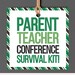 Parent Teacher Conference Survival Kit Square Gift Tags | Black and ...