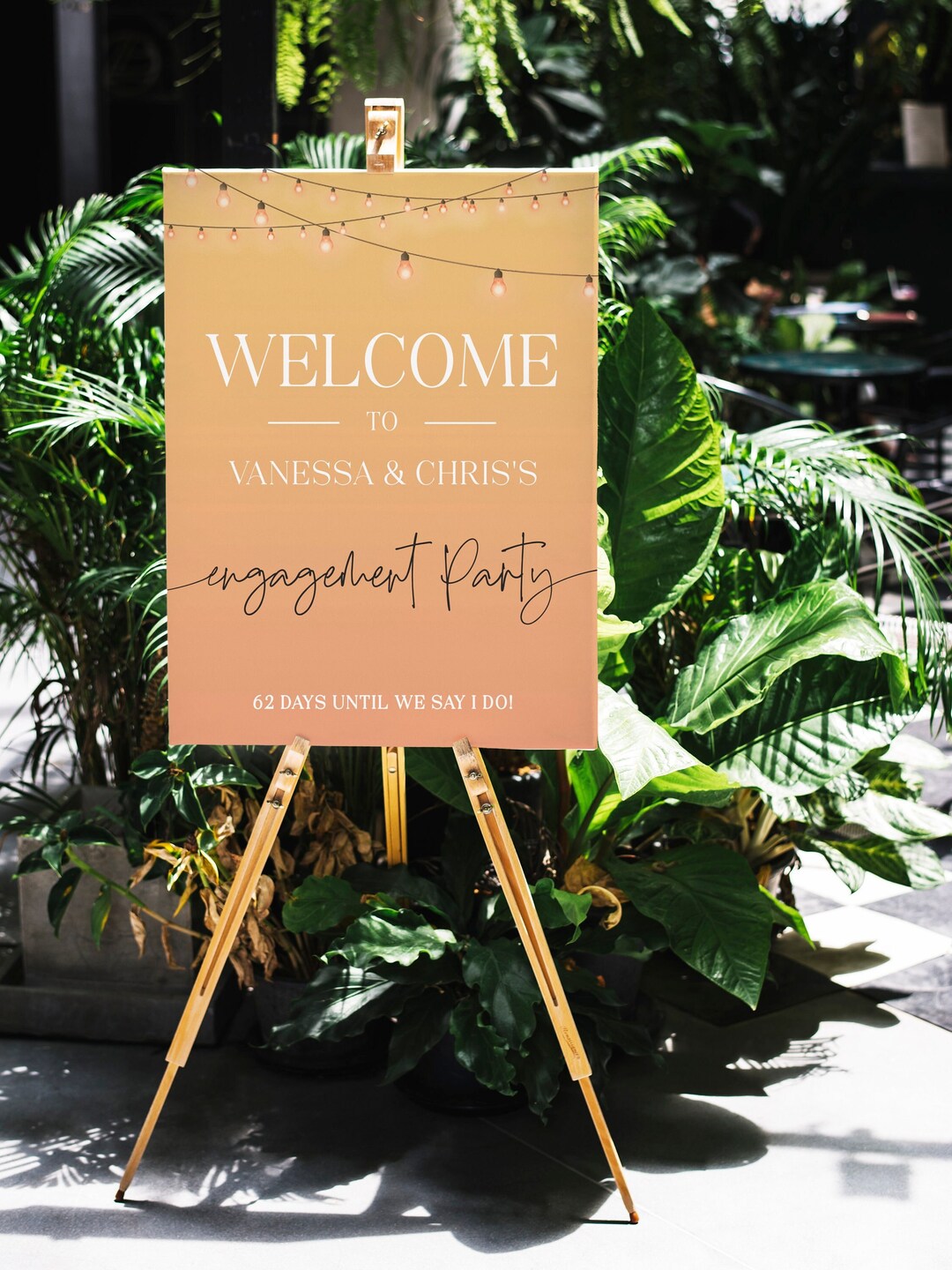 Editable Summer Sunset Welcome Sign Template String Lights Bridal ...