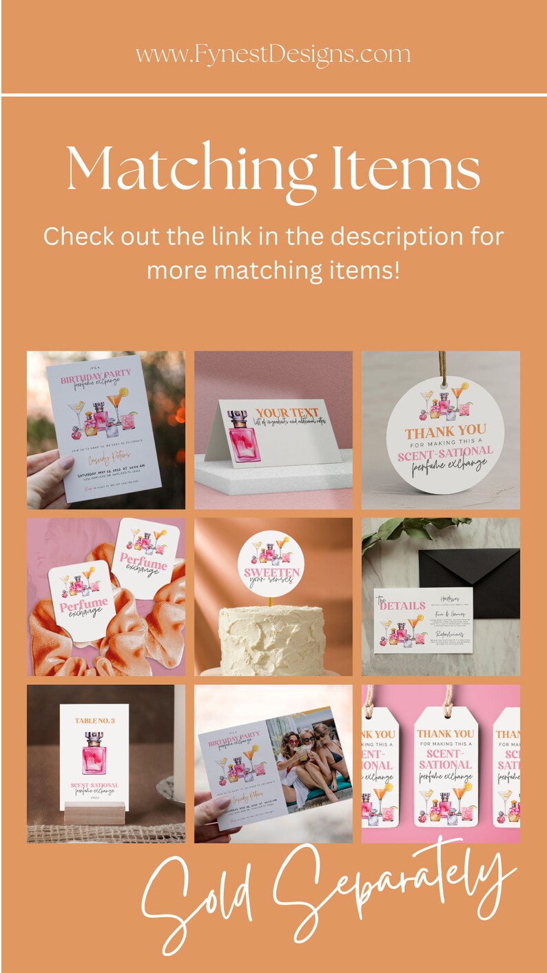 Editable Perfume Gift Tag Martini Themed Party Template Perfume Swap ...