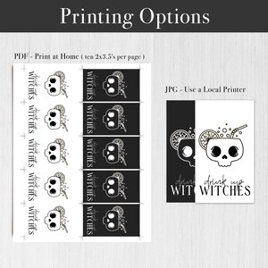 Printable Favor Tag Bachelorette Drink up Witches Gothic Halloween ...