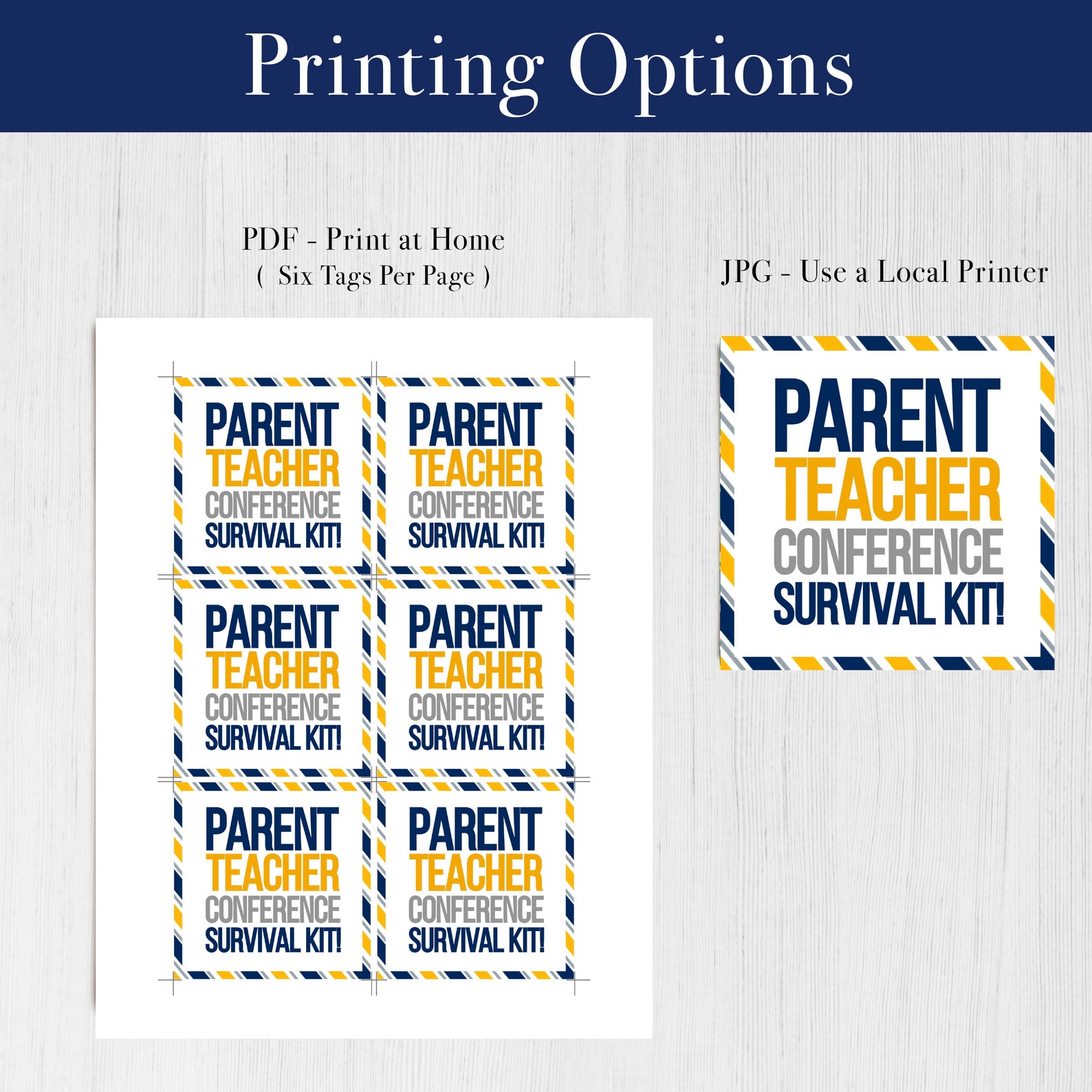 Parent Teacher Conference Survival Kit Square Gift Tags Navy | Etsy