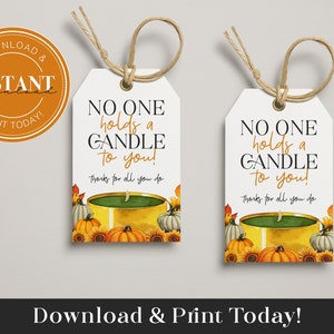 No One Holds a Candle to You Gift Tag | Fall Candle Gift Friend ...