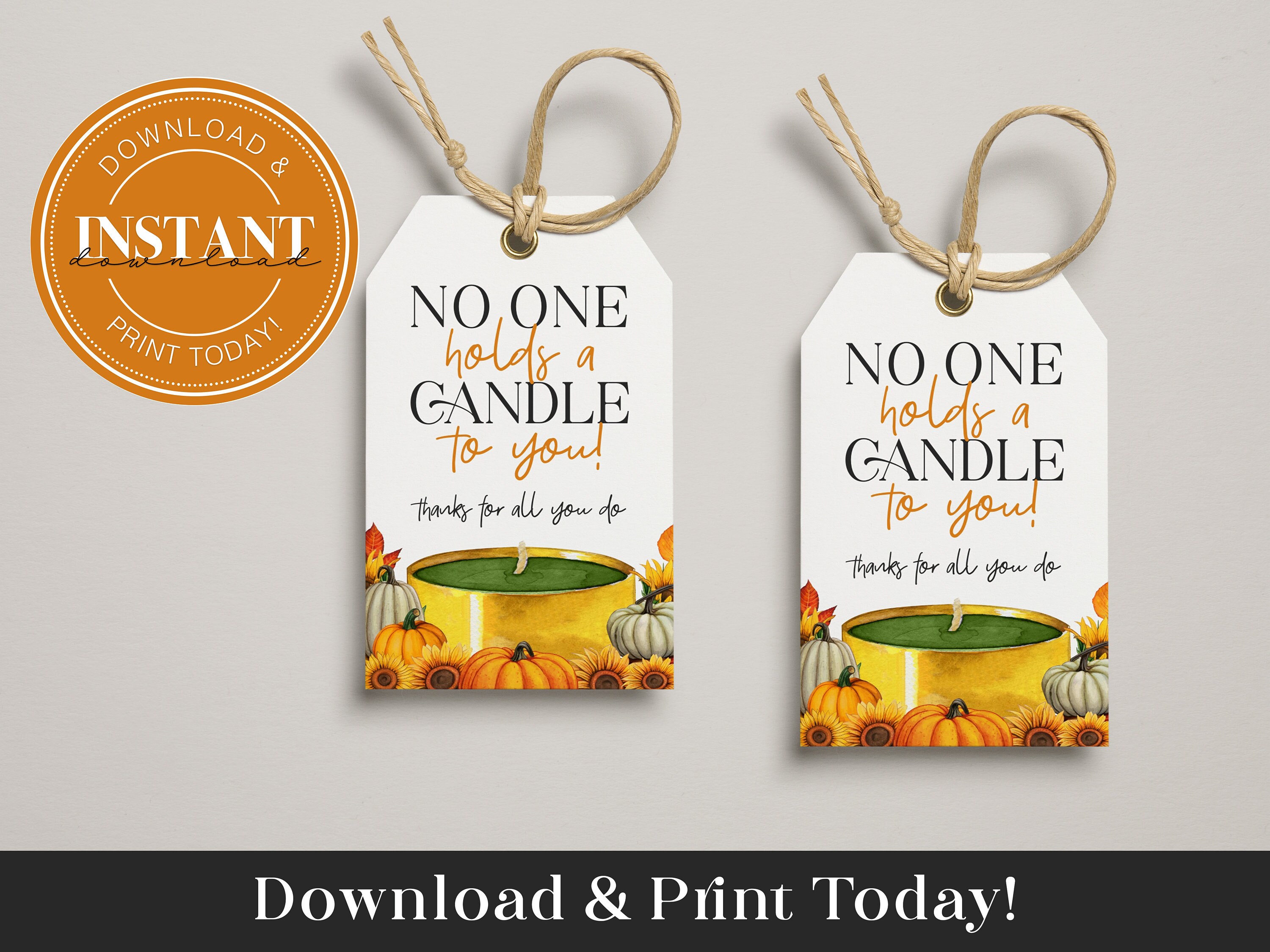 No One Holds a Candle to You Gift Tag | Fall Candle Gift Friend ...