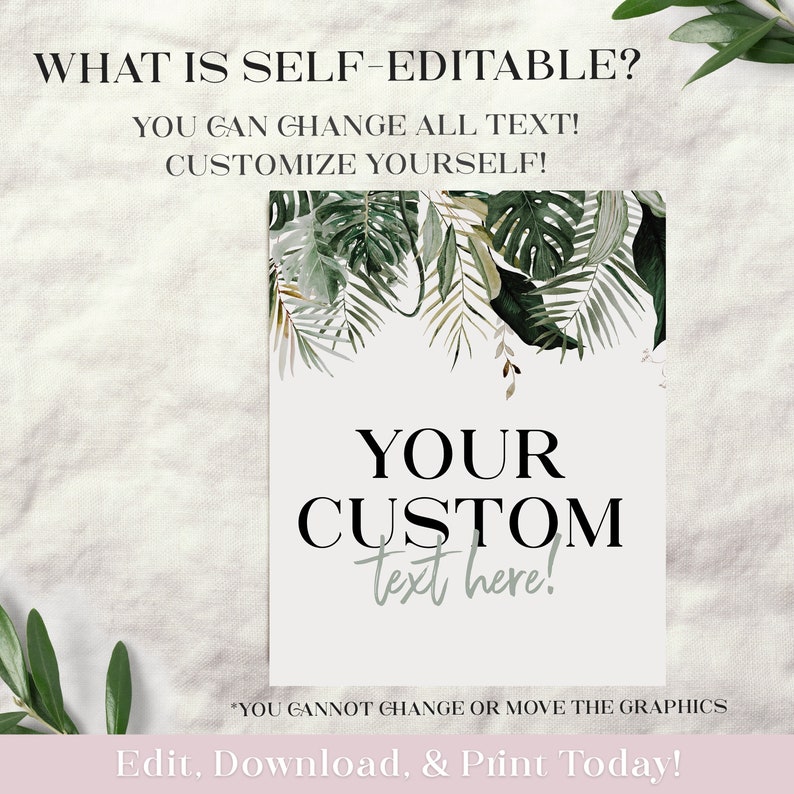 Editable Tropical Bachelorette Table Sign Self Edit Template - Etsy