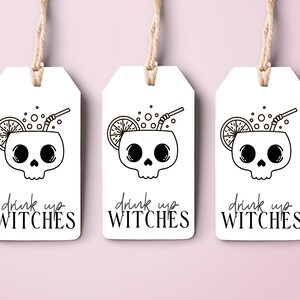 Printable Favor Tag Bachelorette Drink up Witches Gothic Halloween ...