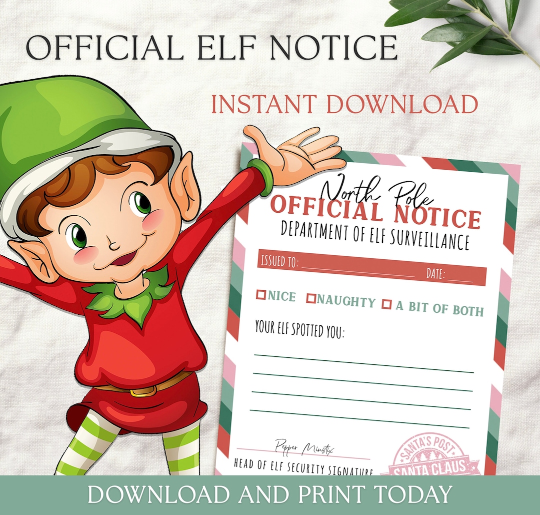 Christmas Elf Report Card Printable From Head of Secuirty Activity ...