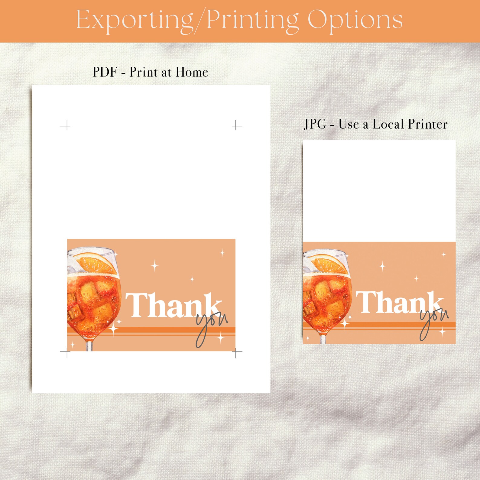 Editable Thank You for Coming Card Aperol Spritz Orange Bridal - Etsy